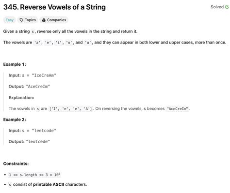 Two Pointers 345 Reverse Vowels Of A String