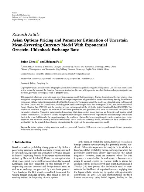 Pdf Asian Options Pricing And Parameter Estimation Of Uncertain Mean Reverting Currency Model