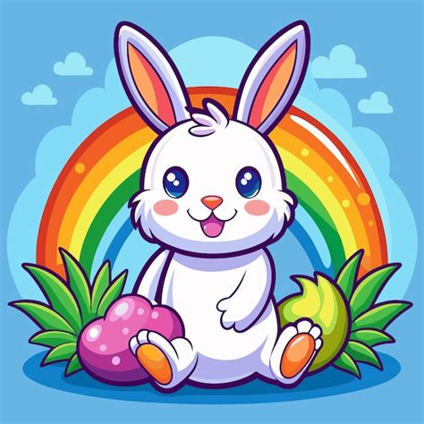 Cute Bunny Munching On Carrot Cartoon Icon Illustration Premium Ai