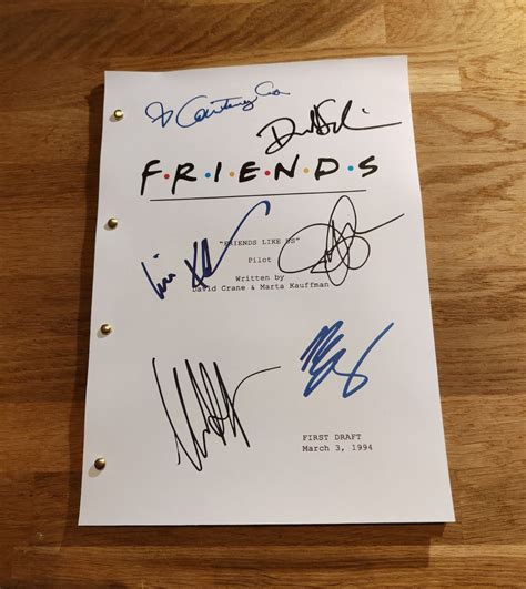 Pilot Episode Script Friends Script Pilot Autograph Jennifer Aniston