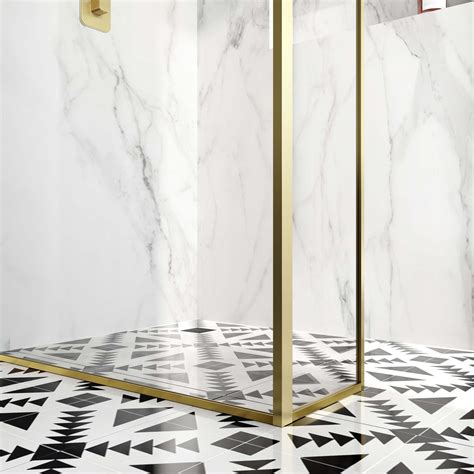Munich Brushed Brass Wet Room Glass 1400mm 250mm Return