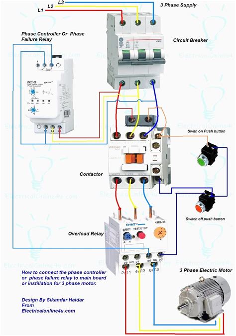 Contactor Relay Circuit Diagram Single Phase Motor Wiring Wi