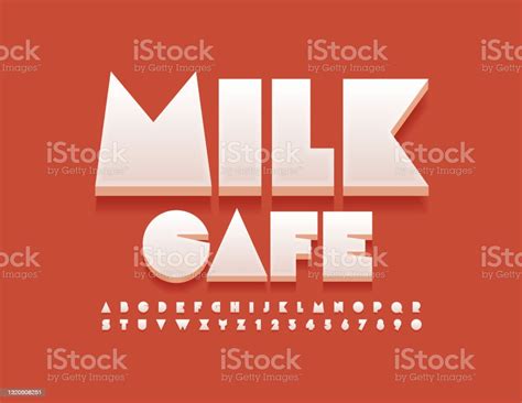 벡터 트렌디 한 엠블럼 밀크 카페 현대 크리에이티브 알파벳 문자 및 숫자 세트 0명에 대한 스톡 벡터 아트 및 기타 이미지 0명 그래픽 프린트 냉동식품 Istock