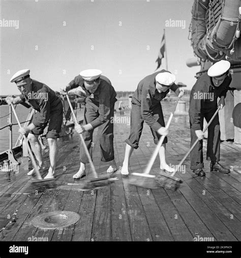 During World War Ii The War Ship Sverige During Navy Exercises At Sea