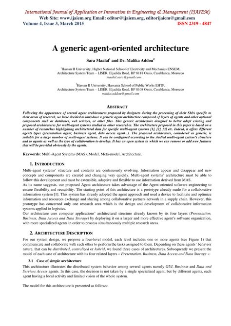 Pdf A Generic Agent Oriented Architecture