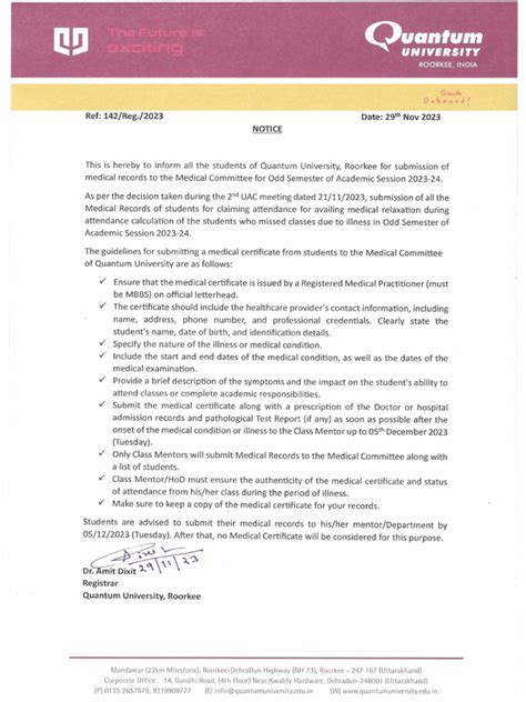 Notice Of Medical Committee For Odd Sem 2023 24 Pdf