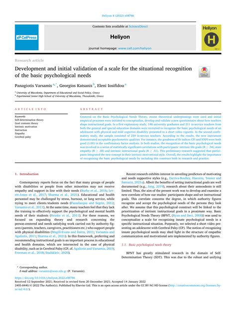 Pdf Development And Initial Validation Of A Scale For The Situational Recognition Of The Basic