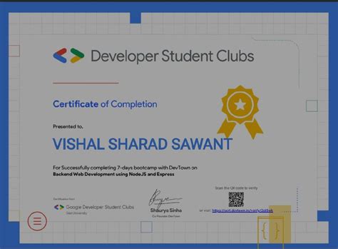 Vishal Sawant On Linkedin Successfully Completing 7 Days Bootcamp With Devtown On Backend Web