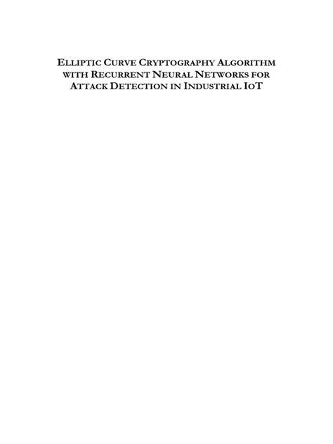 Elliptic Curve Cryptography Algorithm With Recurrent Neural Networks