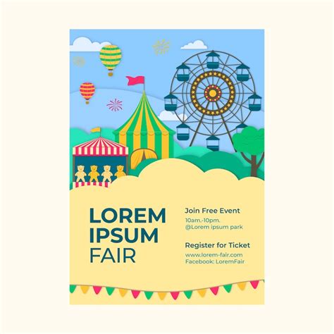 유원지 축제 및 놀이 공원 세로 포스터 템플릿 무료 벡터