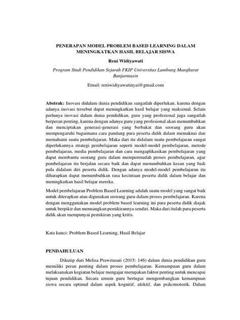 Meningkatkan Hasil Belajar Melalui Model Problem Based Learning Pdf