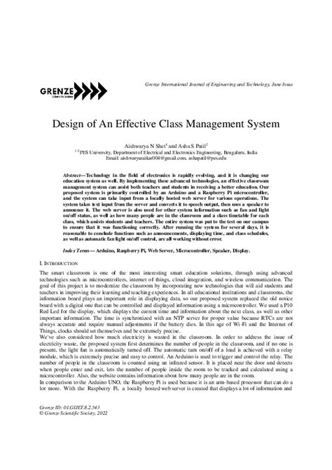 Pdf Design Of An Effective Class Management System