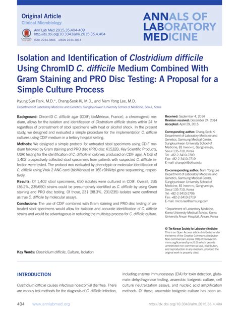 Pdf Isolation And Identification Of Clostridium Difficile Using Chromid C Difficile Medium