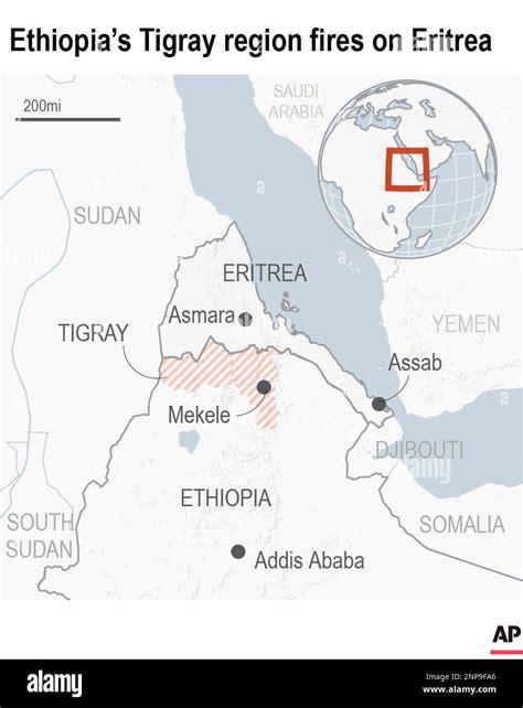Map Locates Eritrea And The Tigray Region Of Ethiopia Stock Photo Alamy