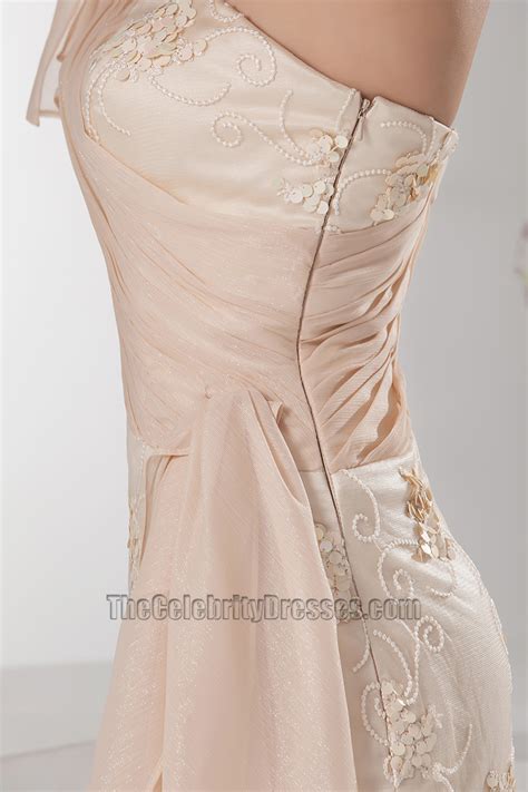 Short Champagne Chiffon One Shoulder Party Cocktail Dresses