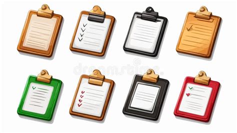Professional Clipboard Checklist And Report Icons Set Isolated On
