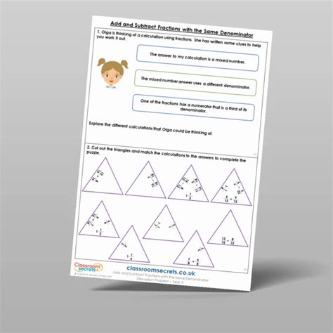 Year Add And Subtract Fractions With The Same Denominators Reasoning And Problem Solving