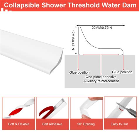Jobon Collapsible Shower Threshold Water Dam Barrier