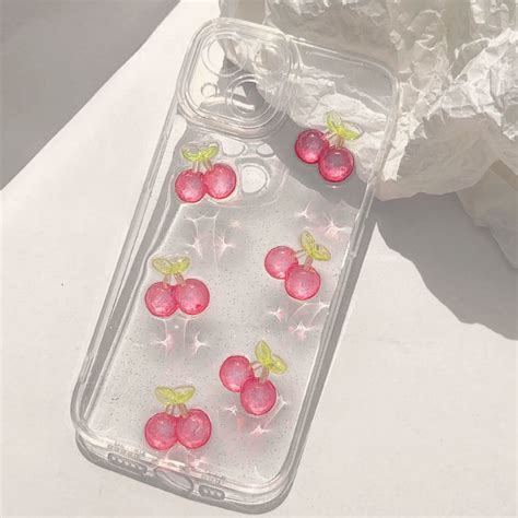 나인틴프라이데이 신상💗 펄 체리 감성 Y2k 투명 키링 아이폰 갤럭시 젤리 케이스 폰케이스 일본 15 14 13 12 미니 프로 S22 S23 S24 울트라 생일 선물
