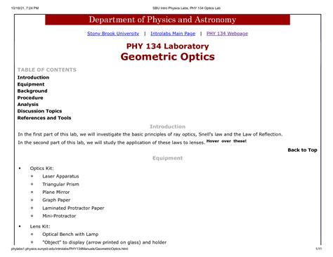 SOLUTION Sbu Intro Physics Labs Phy 134 Optics Lab Studypool