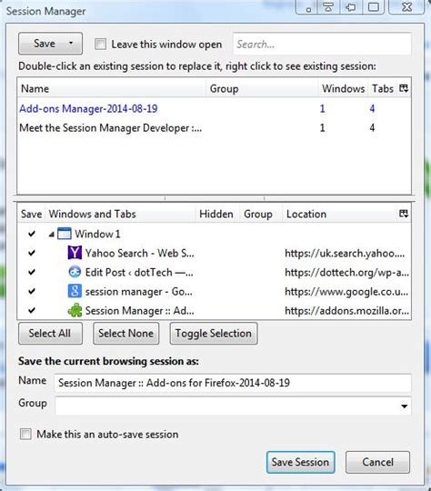 How To Save And Restore Browsing Sessions In Firefox Tip Dottech