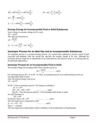 Thermodynamics Note Chapter Entropy PDF