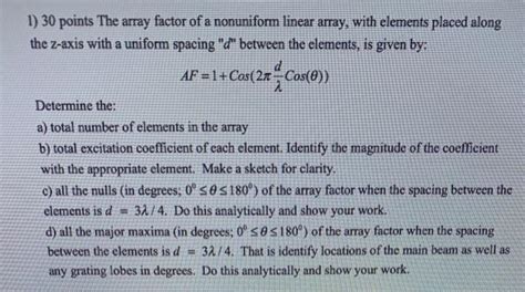 Solved 1 30 Points The Array Factor Of A Nonuniform Linear