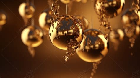 3d 렌더링된 윤기 나는 황금색 크리스마스 싸구려가 매혹적인 금박 배경으로 솟아오릅니다 3d 배경 리스 배경 크리스마스 파티 배경 이미지 Hd 3d 리스
