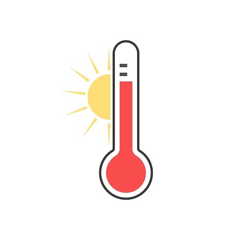Premium Vector Vector Icon Hot Weather Red Thermometer With Sun Icon