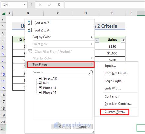How To Use Custom Autofilter In Excel For More Than Criteria