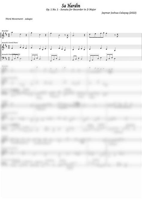 J J Calayag Sa Hardin In The Garden Op 1 No 1 Sonata For Recorder In D Major