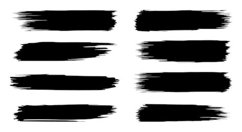 검정 잉크 브러시 스트로크 컬렉션 프리미엄 벡터