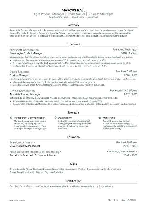 Agile Product Manager Resume Examples Guide For Agile Product Manager Resume Examples Guide For