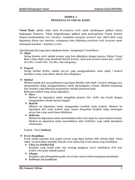 Modul Pemrograman Visual Basic Pdf