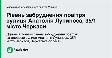 Рівень забруднення атмосферного повітря за адресою вулиця Анатолія