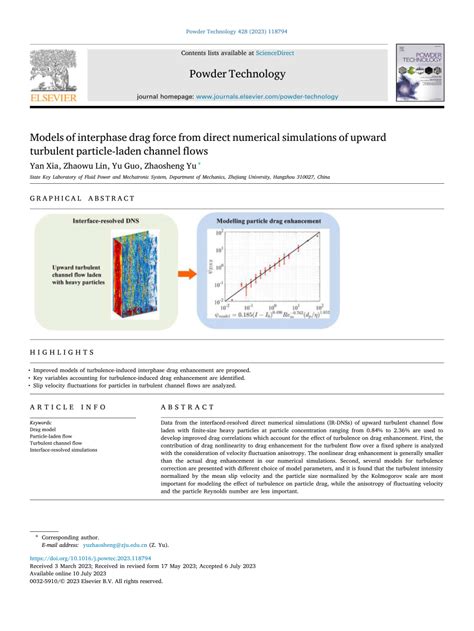 Pdf Models Of Interphase Drag Force From Direct Numerical Simulations