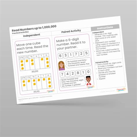 Read Numbers Up To 1 000 000 Practical Activities Resource Classroom Secrets