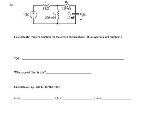 Solved Calculate The Transfer Function For The Circuit Shown Chegg