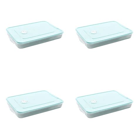 Pdqouc 4pcs Single Layer Refrigerator Food Dumplings Storage Container Plastic Food Storage