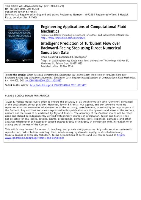pdf intelligent prediction of turbulent flow over backward facing