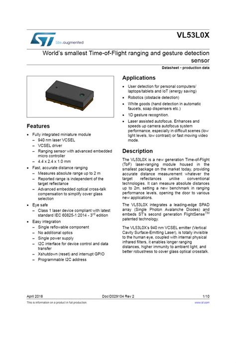 Vl53l0x Tof Based Lidar Laser Distance Sensor At Rs 21050piece New
