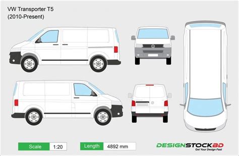 Volkswagen Transporter T5 Van Templateoutline Download Volkswagen