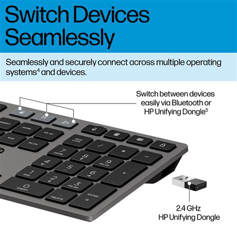 Hp 725 Multi Device Rechargeable Wireless Keyboard And Mouse Combo