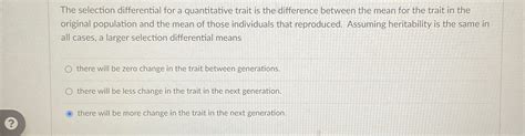 solved the selection differential for a quantitative trait