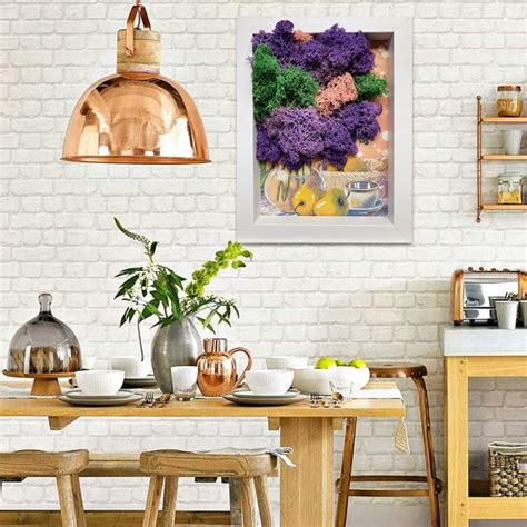 Картина от мъх 23 25 см Натюрморт с люляци с 3 вида мъх