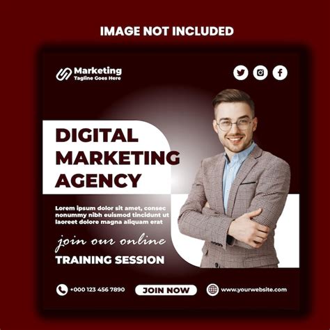 디지털 마케팅 및 기업 라이브 웨비나 인스타그램 배너 또는 소셜 미디어 게시물 템플릿 프리미엄 벡터