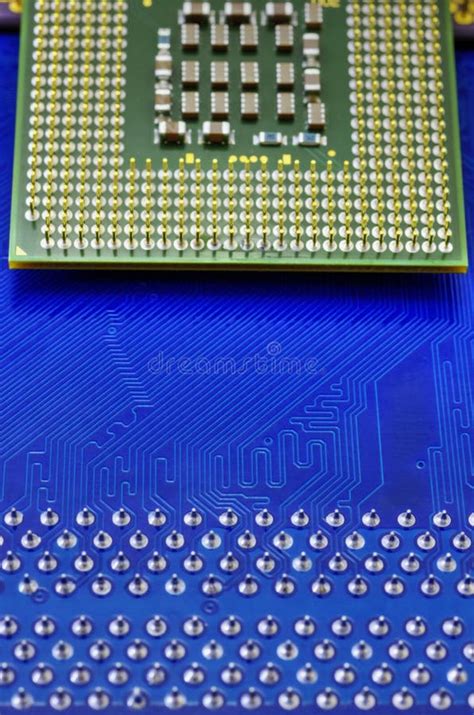 Technological Background With Computer Motherboard And Central Processing Unit Stock Image
