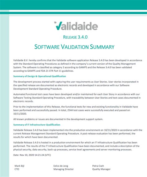 Validation Summary Report Validaide Help Center