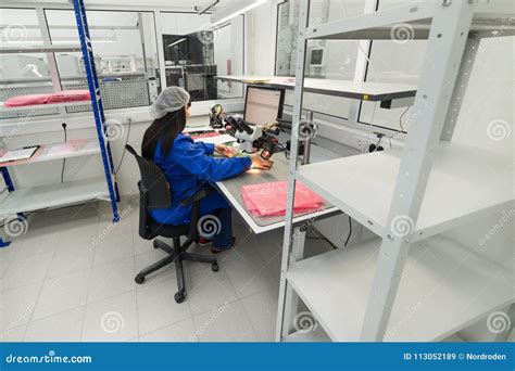The Control Operator Checks The Finished Circuit Board Editorial Stock Image Image Of Female