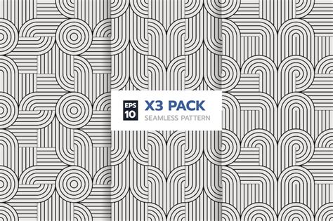 Premium Vector Set Of Classic Abstract Line Wave Seamless Pattern